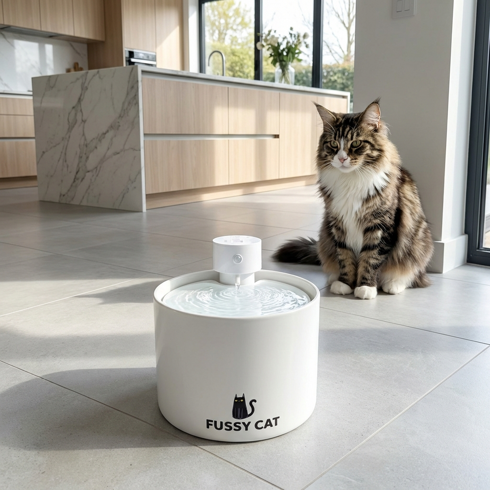 Cat Ceramic Wireless Drinking Fountain, Rechargeable, Motion Activated ...